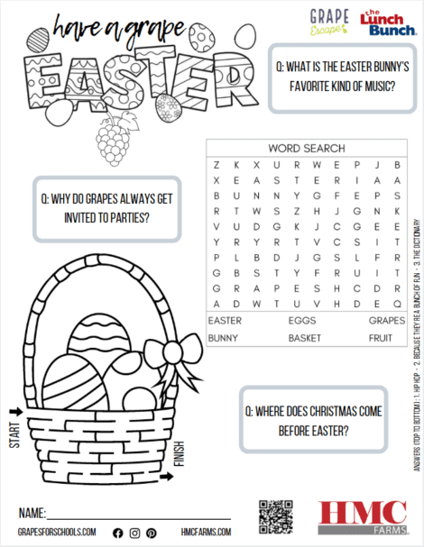 Easter activity sheet - FREE download! - HMC Grapes for Schools