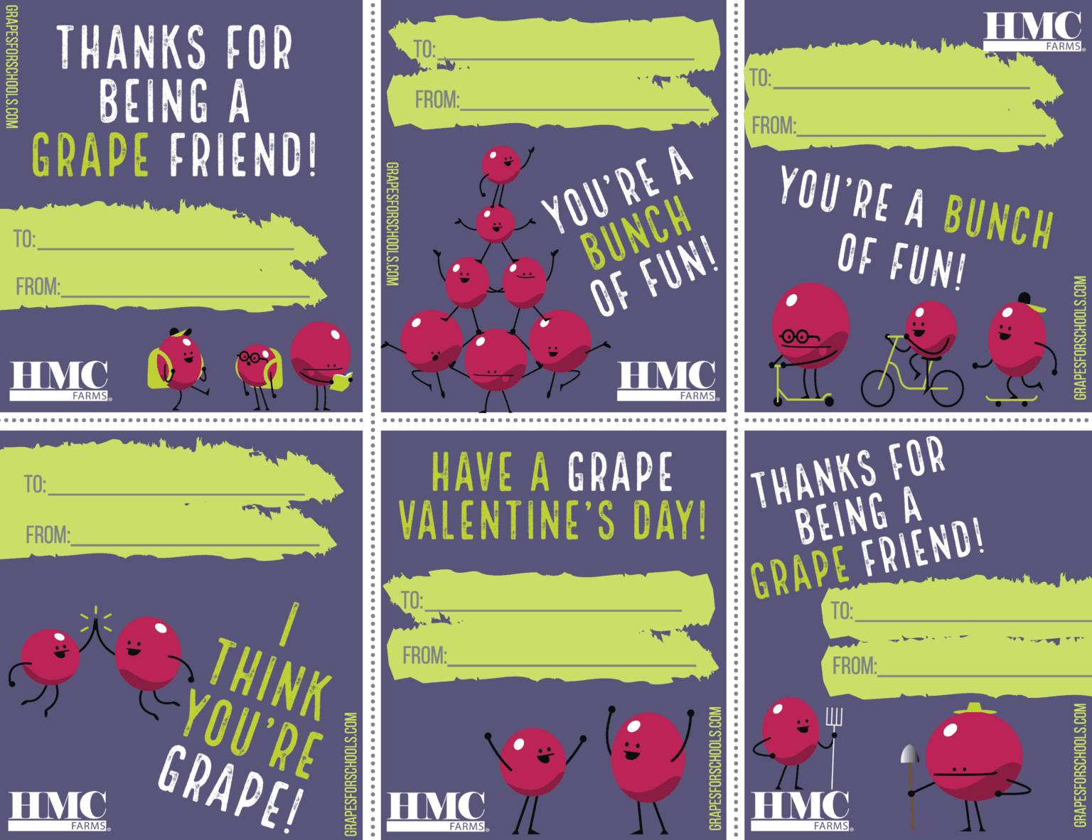 Free downloadable valentines featuring Grape Escape characters! - HMC ...