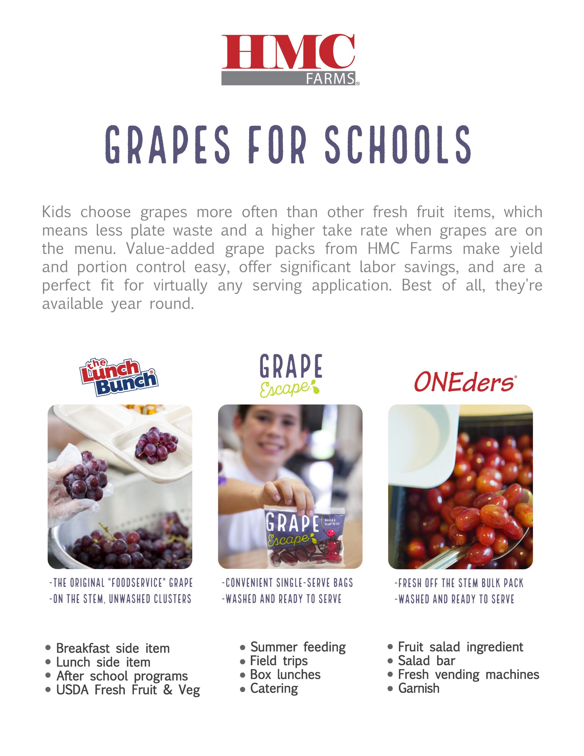 Fruit for every application from HMC Farms - HMC Grapes for Schools
